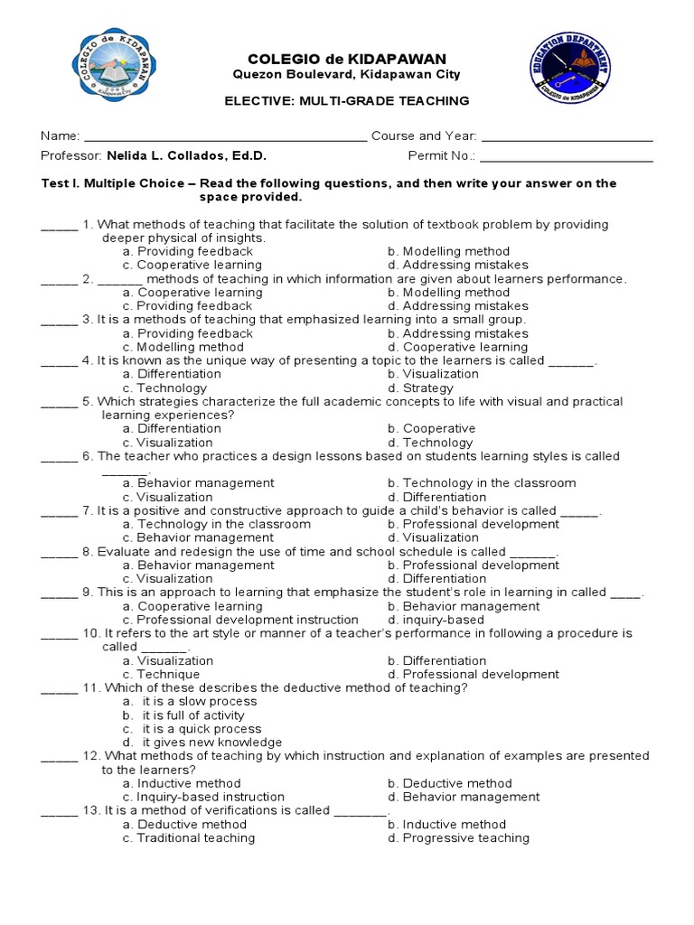 Multi-Grade Teaching Midterm Exam | PDF | Learning | Inquiry Based Learning