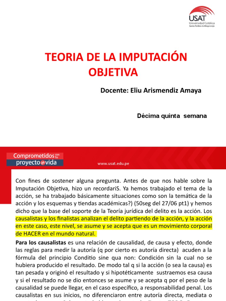 Teoria de La Imputación Objetiva | PDF | Causalidad (Ley) | Derecho penal