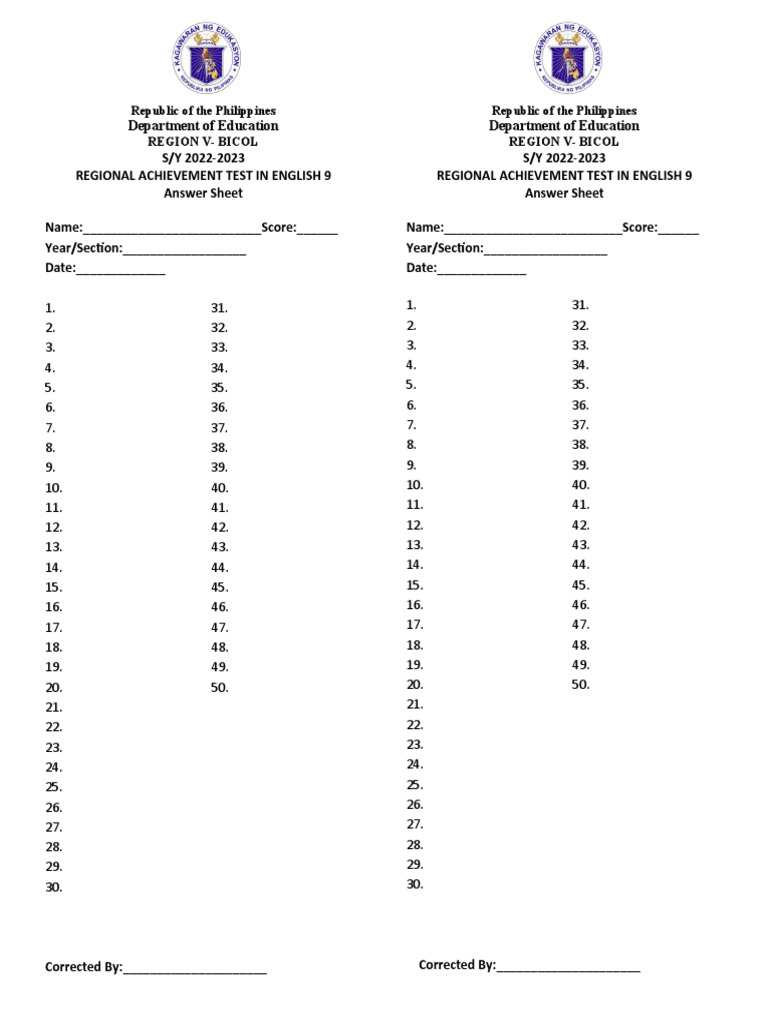 RAT Answer Sheet | PDF