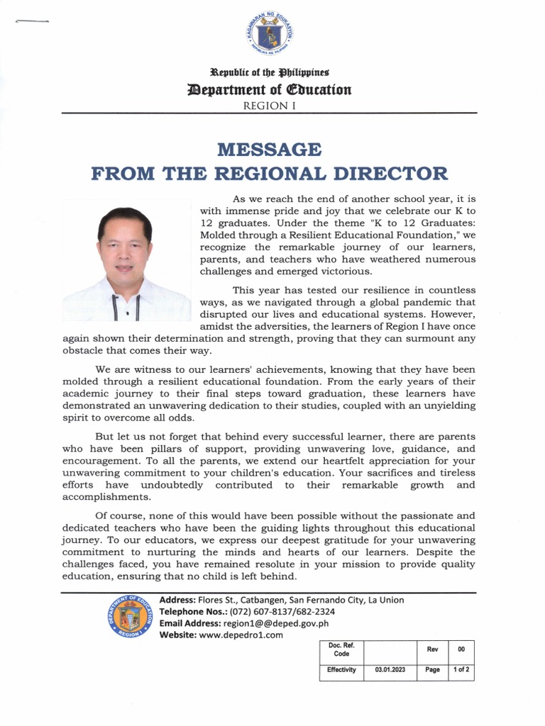 Graduation Message of RD 2023 | PDF