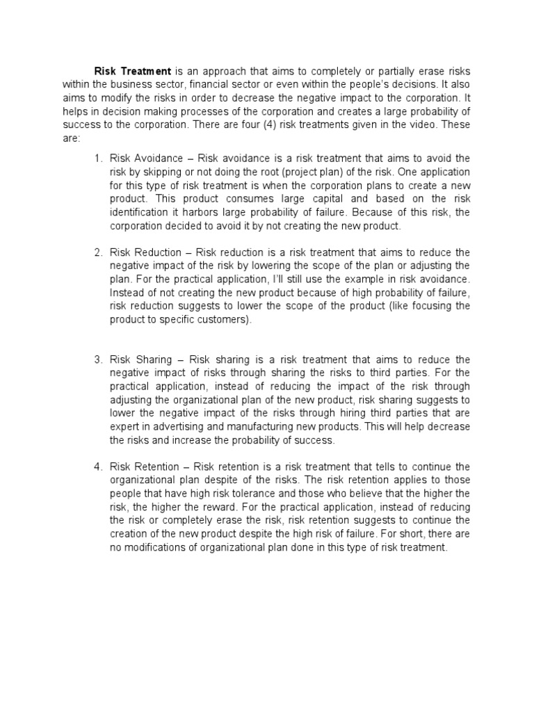 Risk Treatment | PDF | Risk | Risk Management