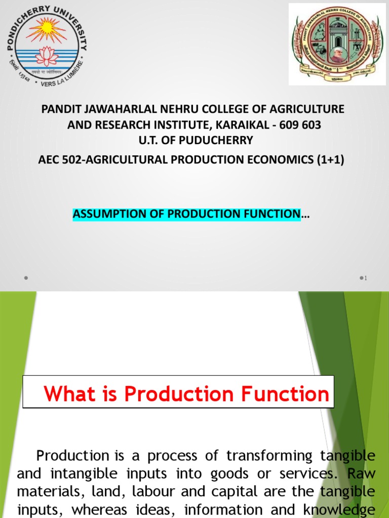 Lec 3 - Assumptions | PDF | Production Function | Factors Of Production