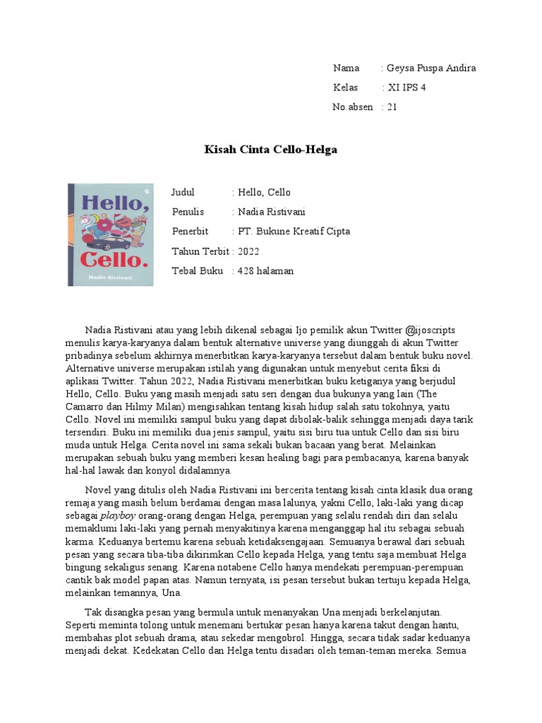 Resensi Novel Hello Cello | PDF