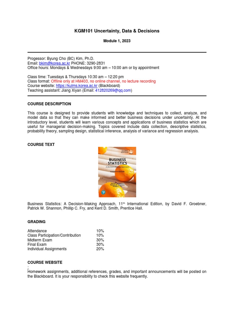 Uncertainty, Data & Decisions | PDF | Statistics | Science