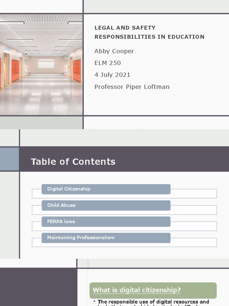 Cooper Abby Safety and Legal ELM 250 | PDF | Child Abuse | Communication