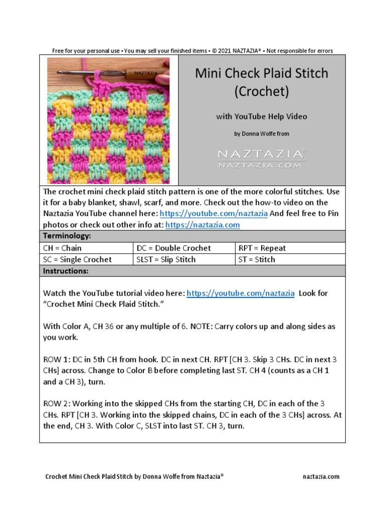 Crochet Mini Check Plaid Stitch | PDF