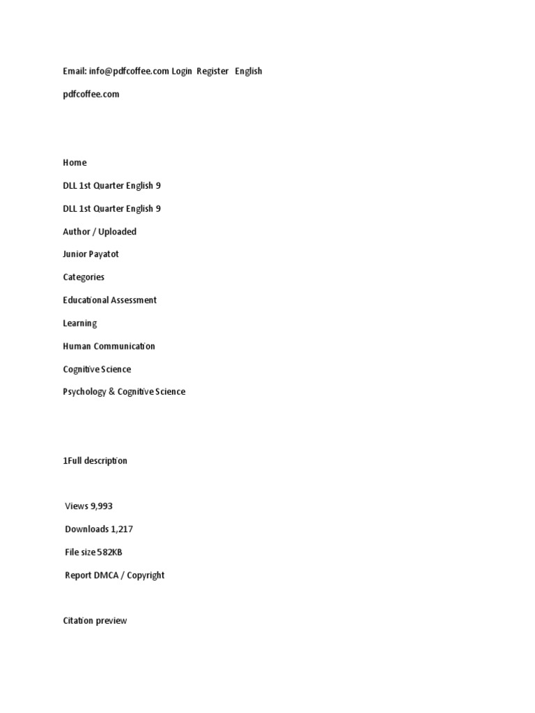 English GRADE 9 DLL Guide | PDF | Learning | Teachers