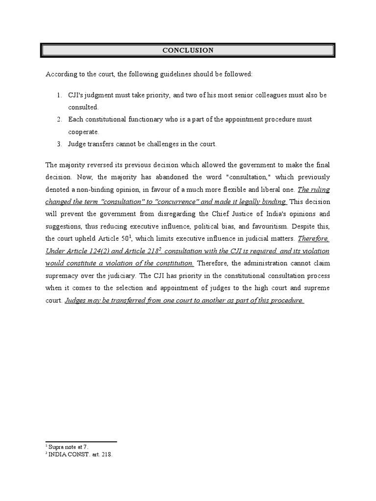 Conclusion: Supra Note at 7. INDIA CONST. Art. 218 | PDF