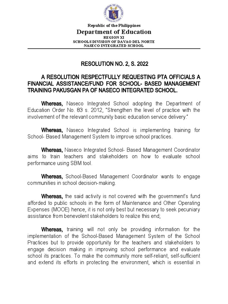 Pta Resolutionsbm | PDF