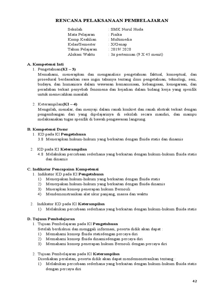 8. RPP Fluida Statis dan Dinamis | PDF