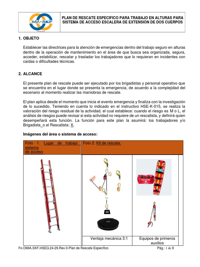 PLAN DE RESCATE ESPECIFICO DE TRABAJO EN ALTURAS Escalera Tramo ...