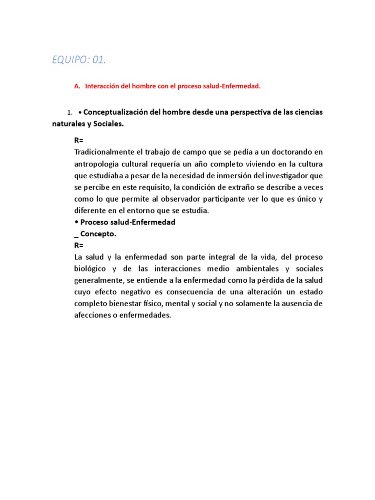 EQUIPO: 01.: Conceptualización Del Hombre Desde Una Perspectiva de Las Ciencias Naturales y ...