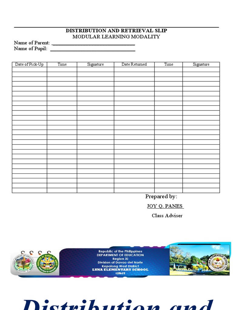 Modular Learning Distribution Slip | PDF