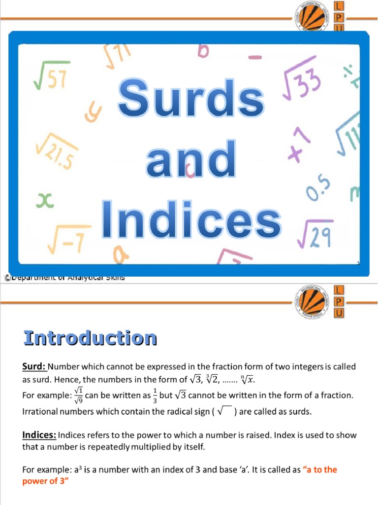 Surds and Indices | PDF