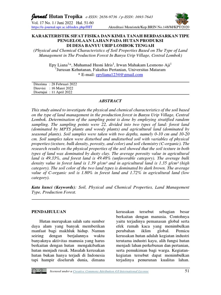 Soil Traits in Banyu Urip Forest | PDF | Soil Science | Earth Sciences