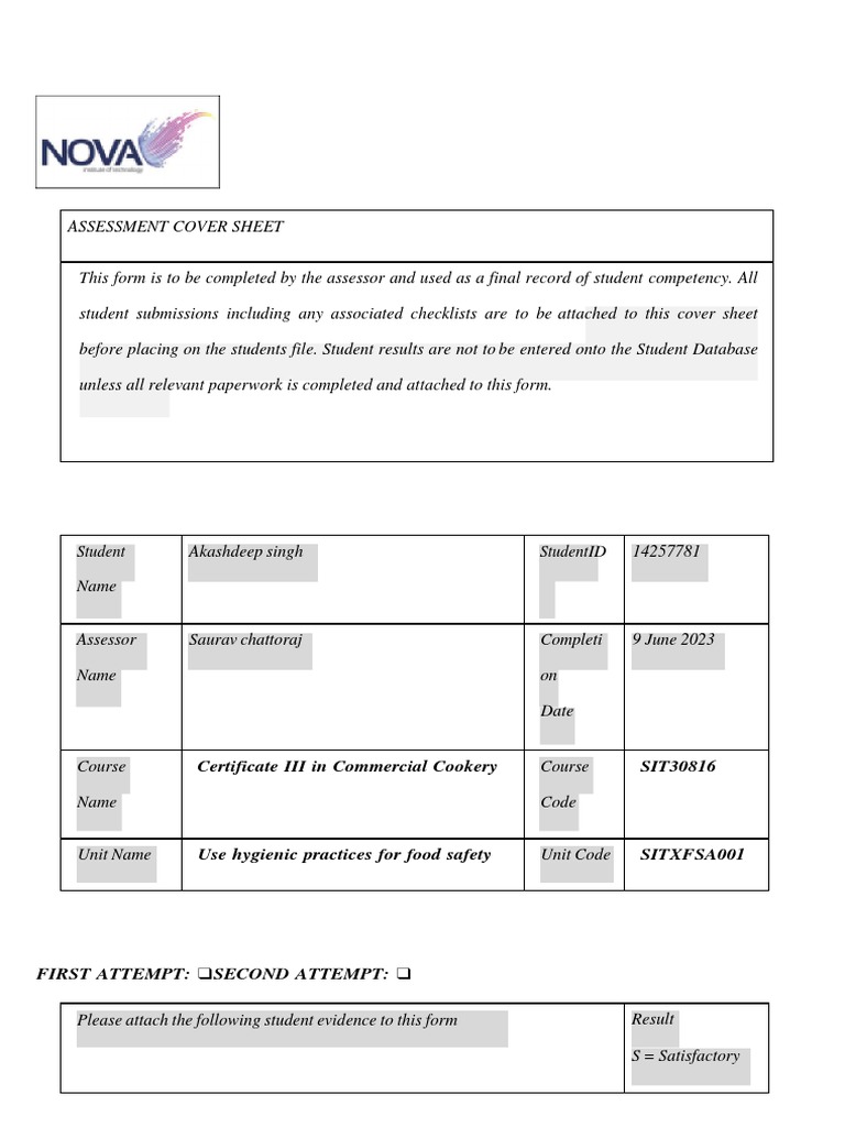 Student Assessment Record | PDF