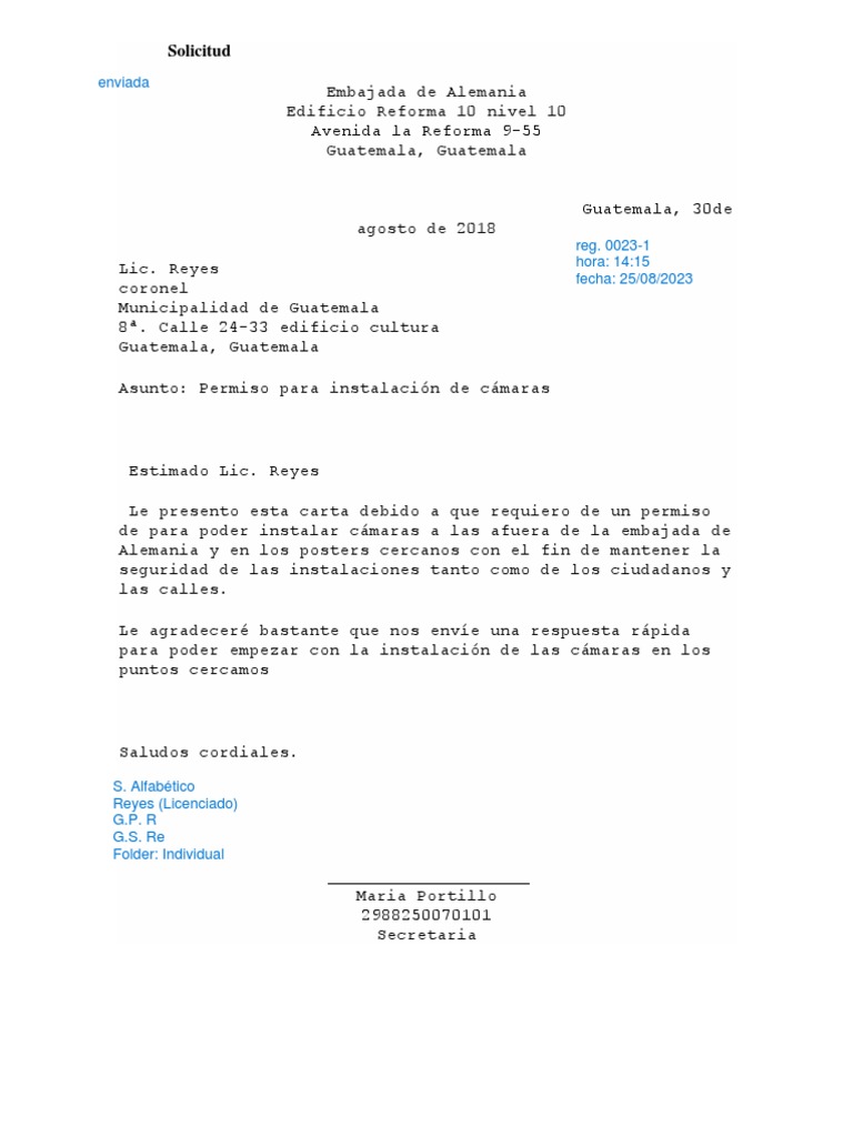 Ejemplo de Carta de Solicitud de Permiso | PDF | Guatemala