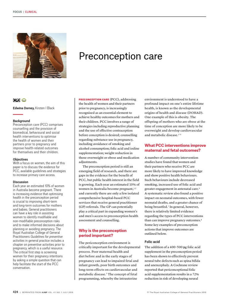 Focus Dorney Preconception 1 | PDF | Pregnancy | Maternal Health