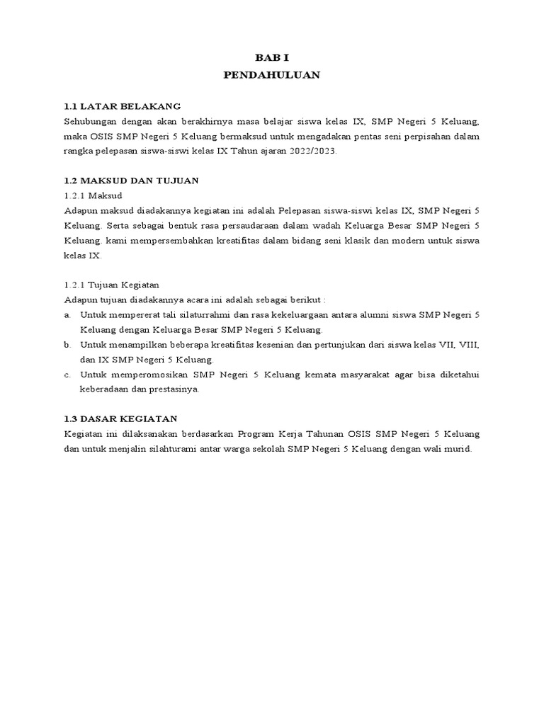 Proposal Kegiatan Perpisahan Kelas IX smpn5 KL | PDF