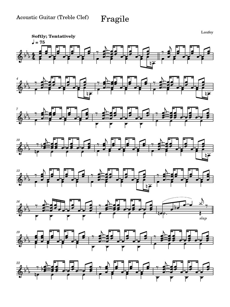 Laufey - Fragile-Acoustic Guitar (Treble Clef) | PDF | Guitar Family ...