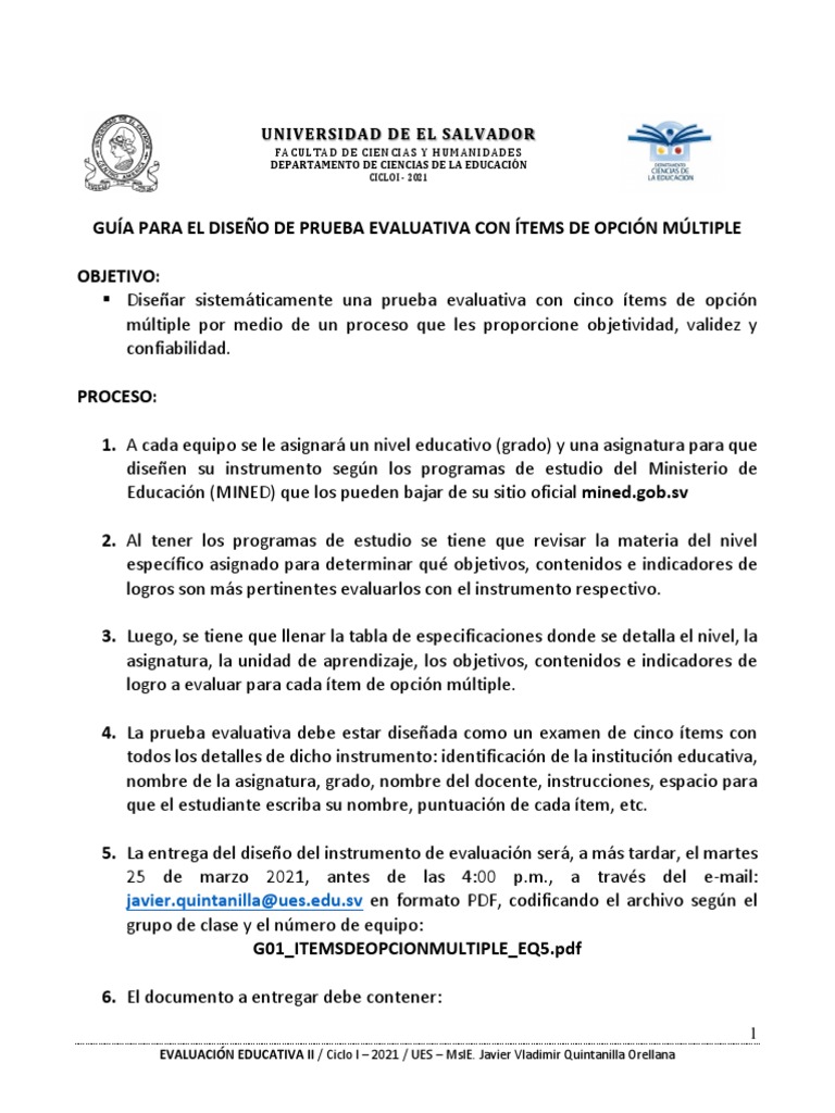 Guia para Diseño Items de Opcion Multiple Eval Educ Ii 2021 03 02 | PDF | Evaluación educativa y ...