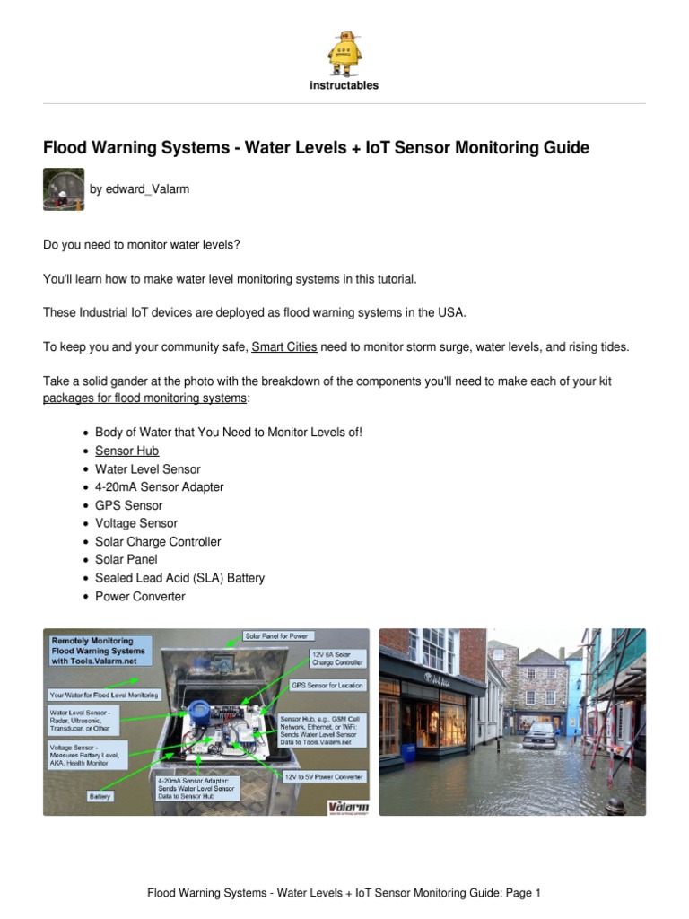 Flood Warning Systems Water Levels Iot Sensor Moni Pdf Internet Of