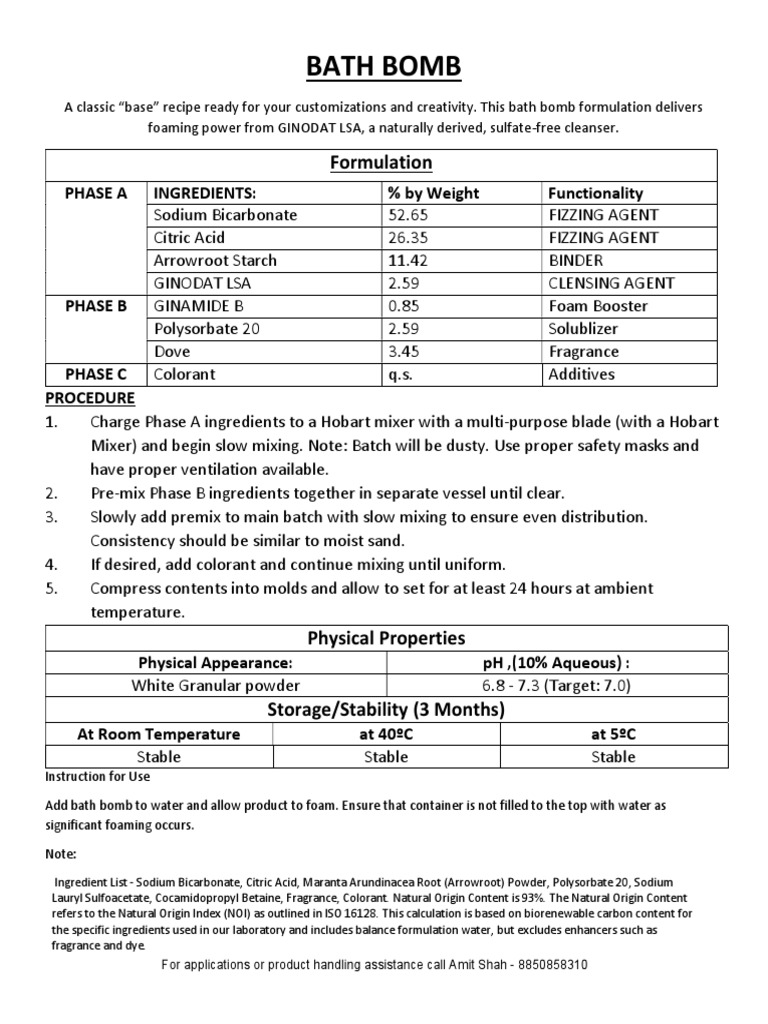 Bath Bomb | PDF | Materials | Chemistry