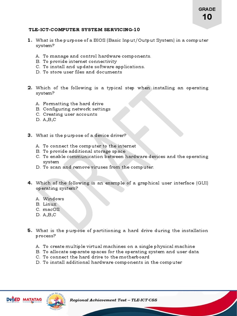 TLE-ICT-CSS Grade 10 Achievement Test | PDF