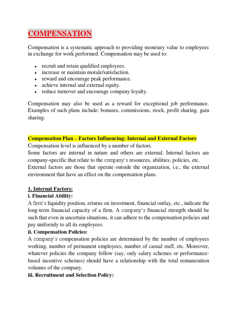 COMPENSATION | PDF | Cost Of Living | Employee Benefits