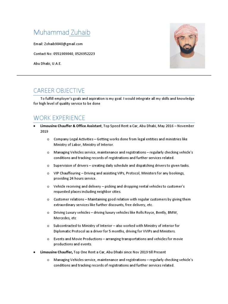 Zohaib CV | PDF | United Arab Emirates | Driving