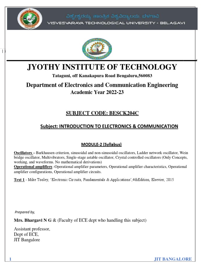 Module 2 Notes Introduction To Electronics and Communication | PDF