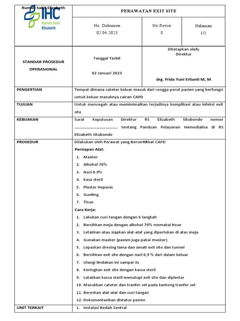 Spo Perawatan Exit Site | PDF