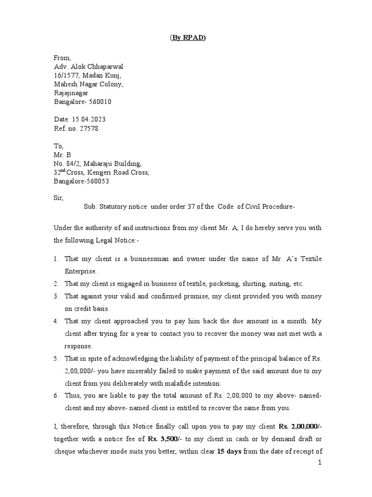 Legal Notice Draft | PDF