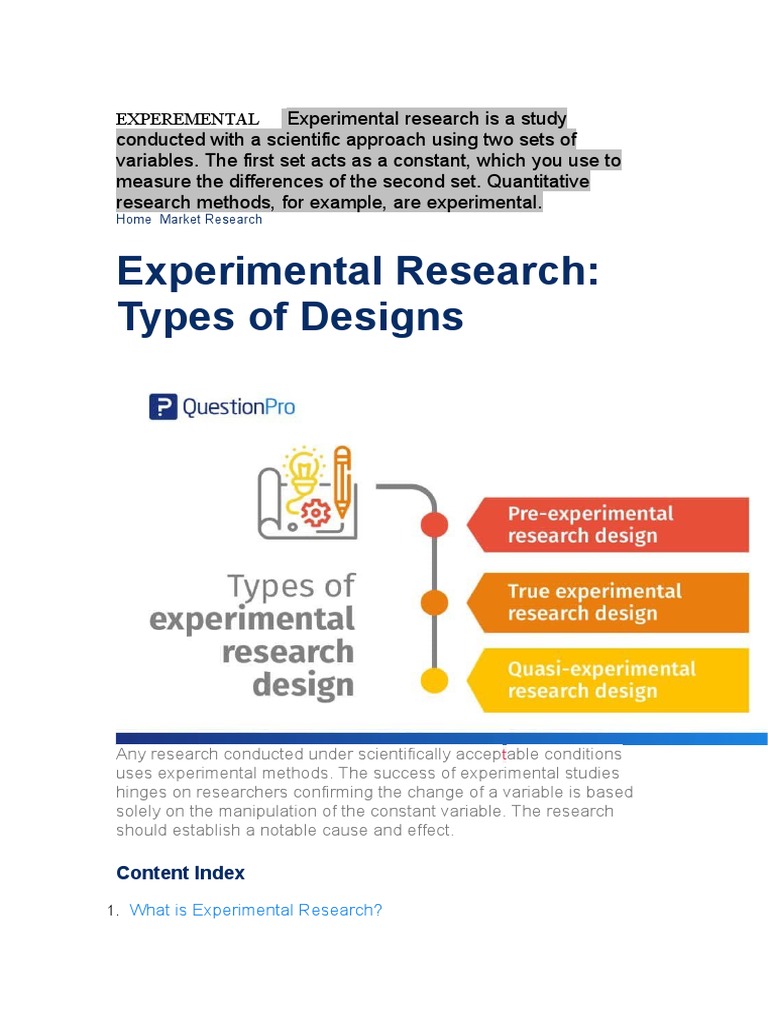 EXPEREMENTAL Experimental Research is a Study | PDF | Experiment ...