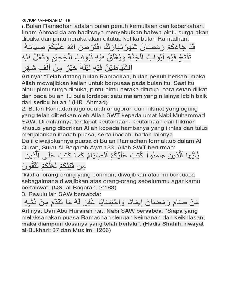 Kultum Ramadlan 1444 H | PDF
