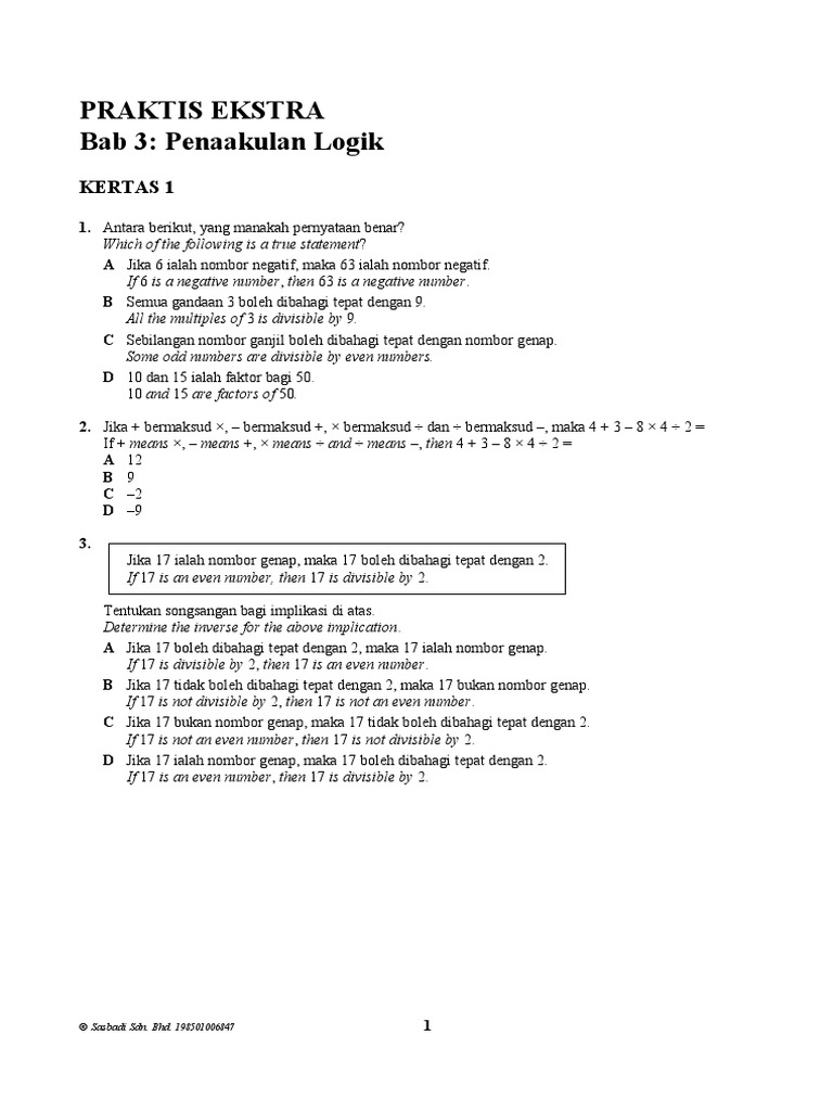 Praktis Ekstra Ting 4 Bab 3 | PDF