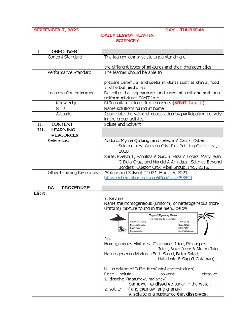 DLP Science6 q1 WK 2 Day 1 | PDF