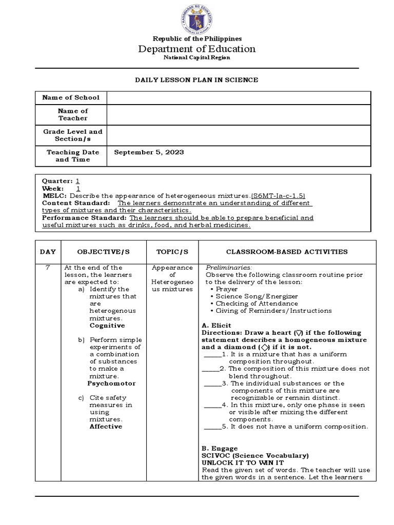 Appearance of heterogeneous mixture | PDF