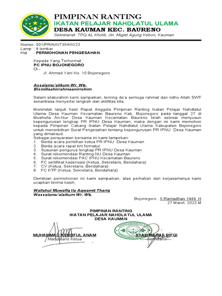 1 Format Pengajuan SP PR KAUMAN | PDF