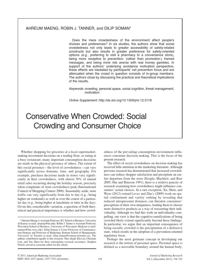 Conservative When Crowded: Social Crowding and Consumer Choice | PDF ...