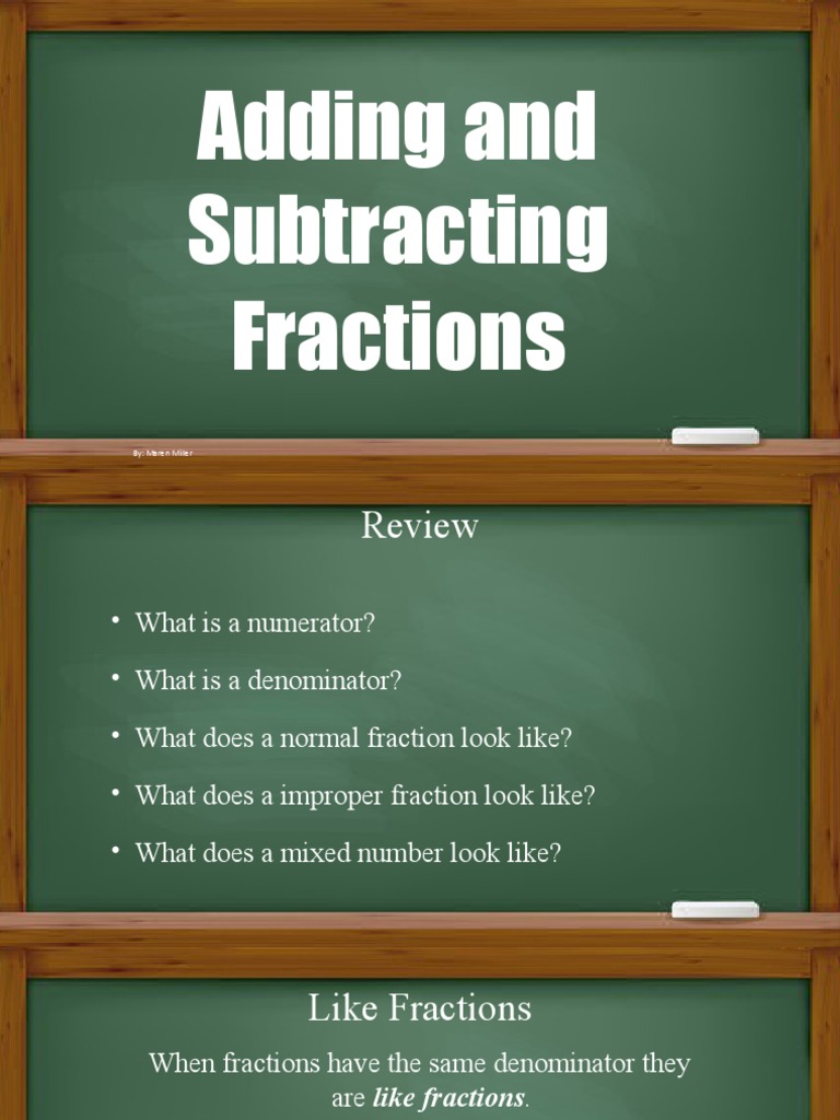 Adding and Subtracting Fractions Powerpoint | PDF | Mathematical ...