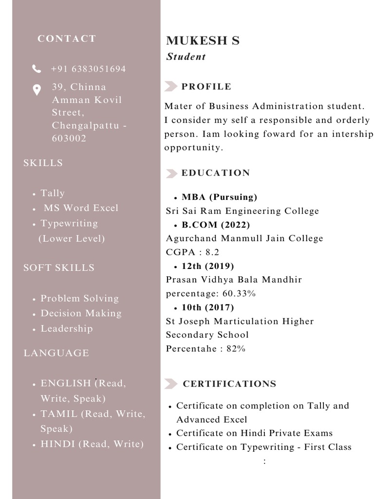 White Simple Student CV Resume | PDF