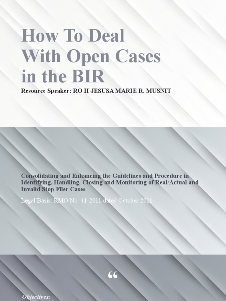Webinar On How To Deal With Open Cases in The Bir | PDF | Taxes | Taxpayer