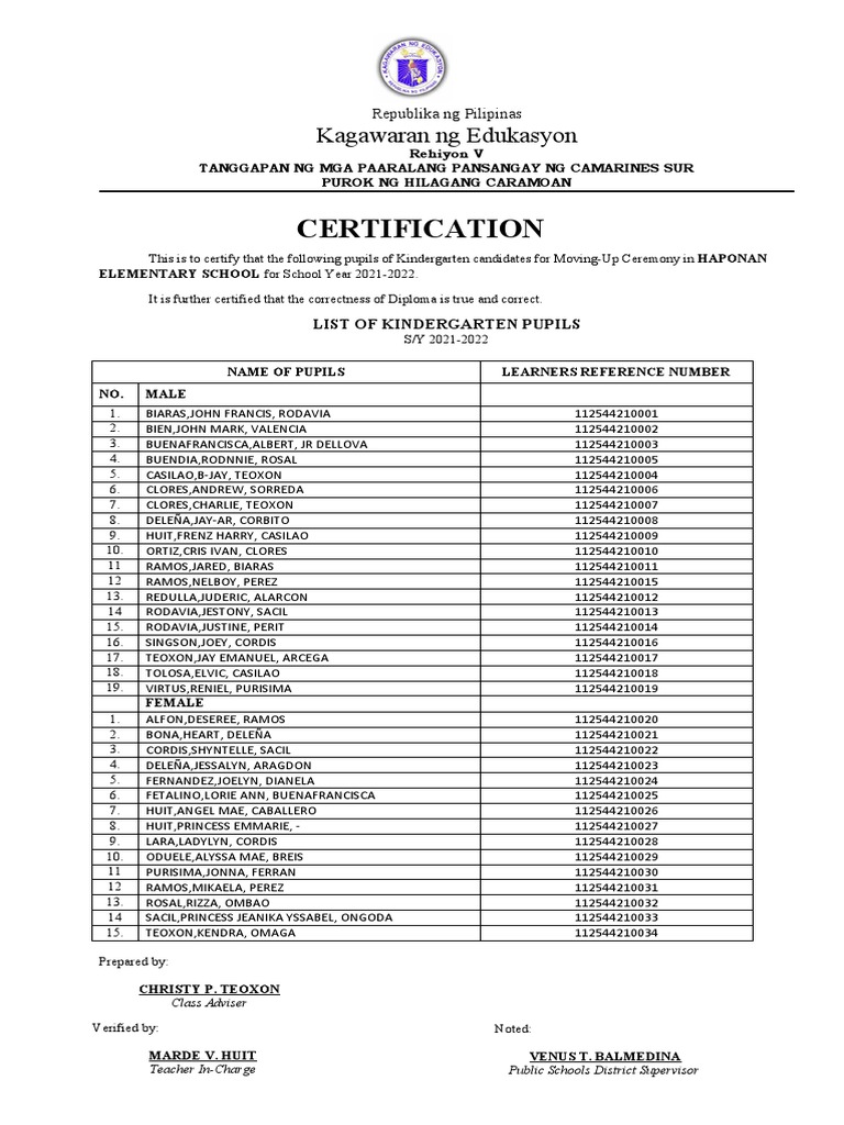 Certification Kinder | PDF