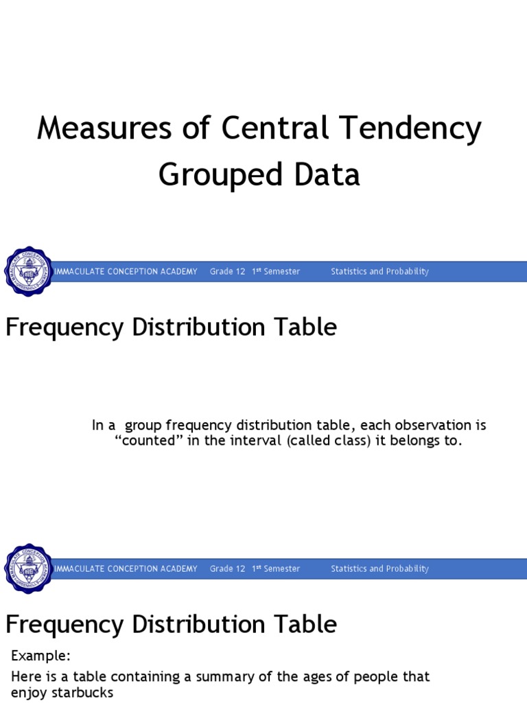 C3B3 Measure of Central Tendency Grouped Data | PDF