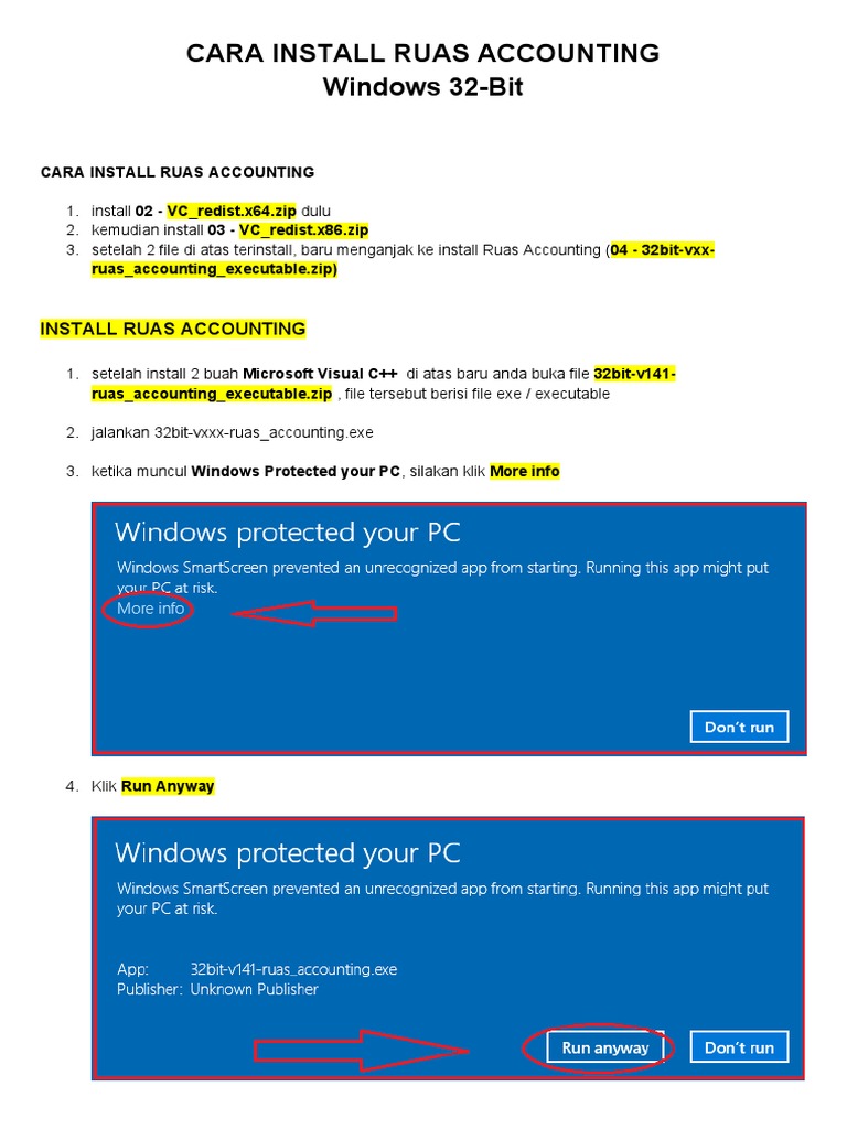 Panduan Instalasi Ruas Accounting 32-Bit | PDF