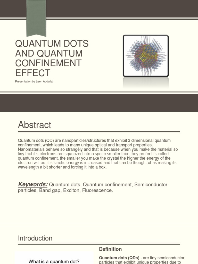 Quantum Dots and Quantum Confinement Effect | PDF | Electron | Quantum Mechanics