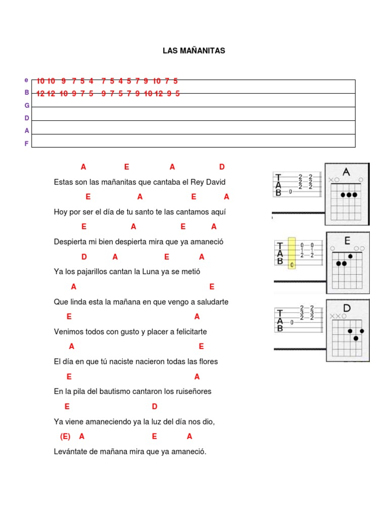Las Mañanitas (3 Hojas) | PDF | Canciones | Música española