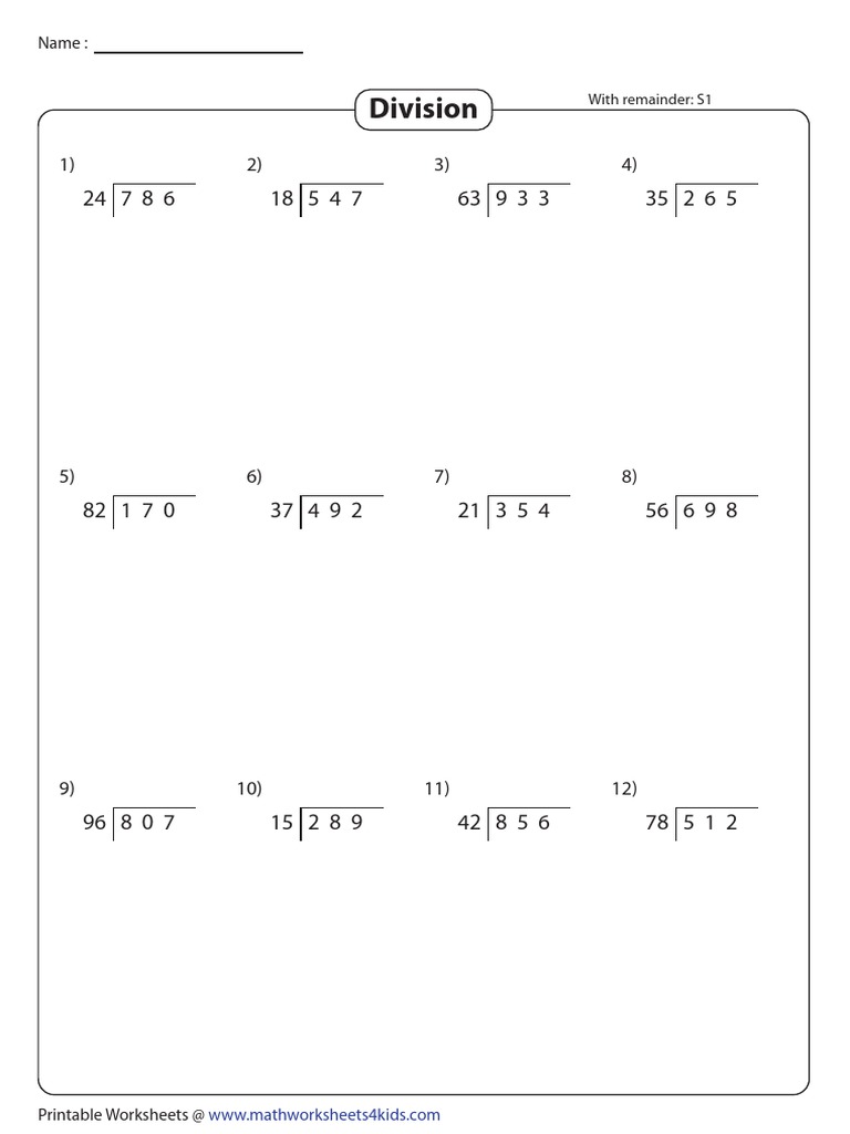 Division Worksheets with Remainders | PDF | Teaching Methods & Materials