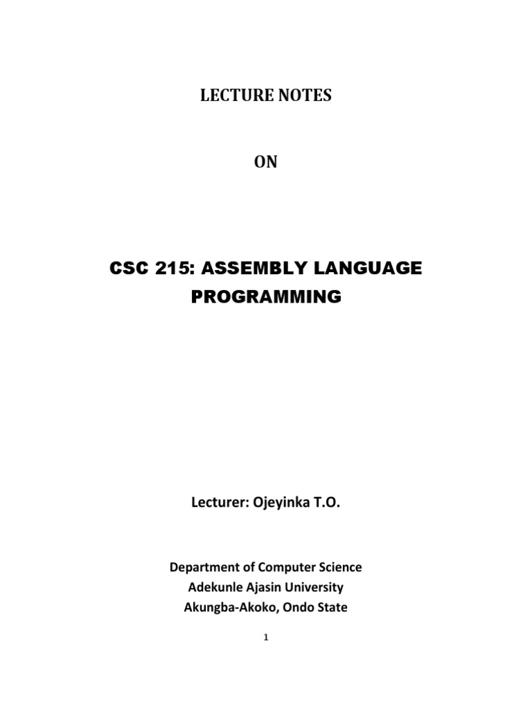 CSC 215 Assembly Language Programming-1 | PDF | Computer Data Storage ... CSC 215 Assembly Language Programming-1 | PDF | Computer Data Storage ...